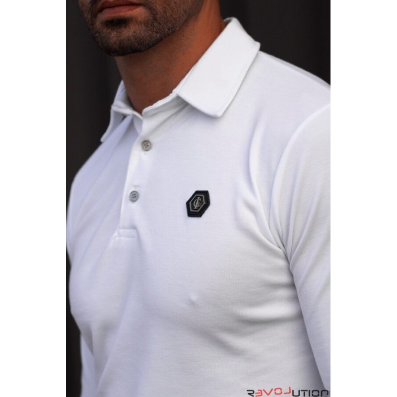 Polo-Shirt Hexa Platinum Blanc